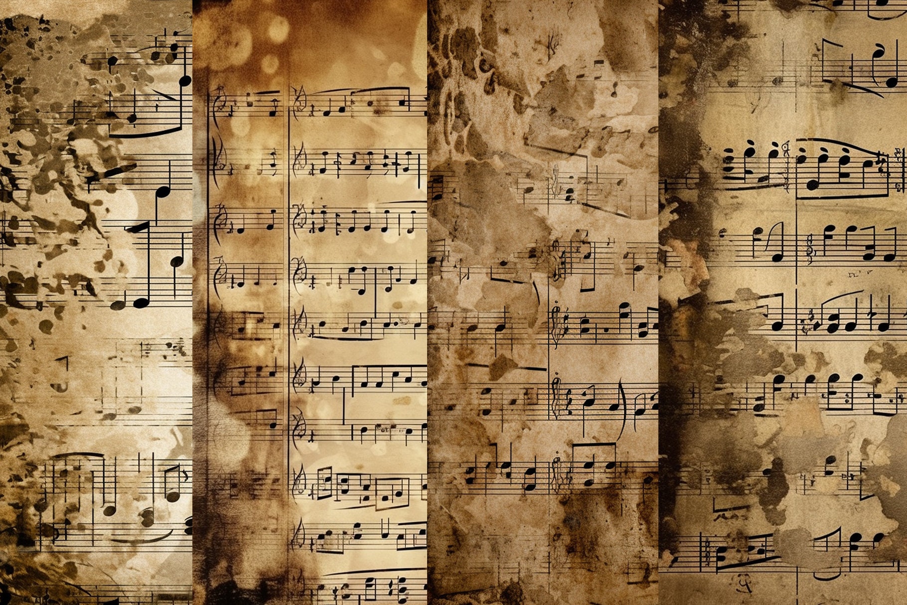Vintage Music Sheets Digital Papers, Vintage Music Backgrounds, Vintage ...