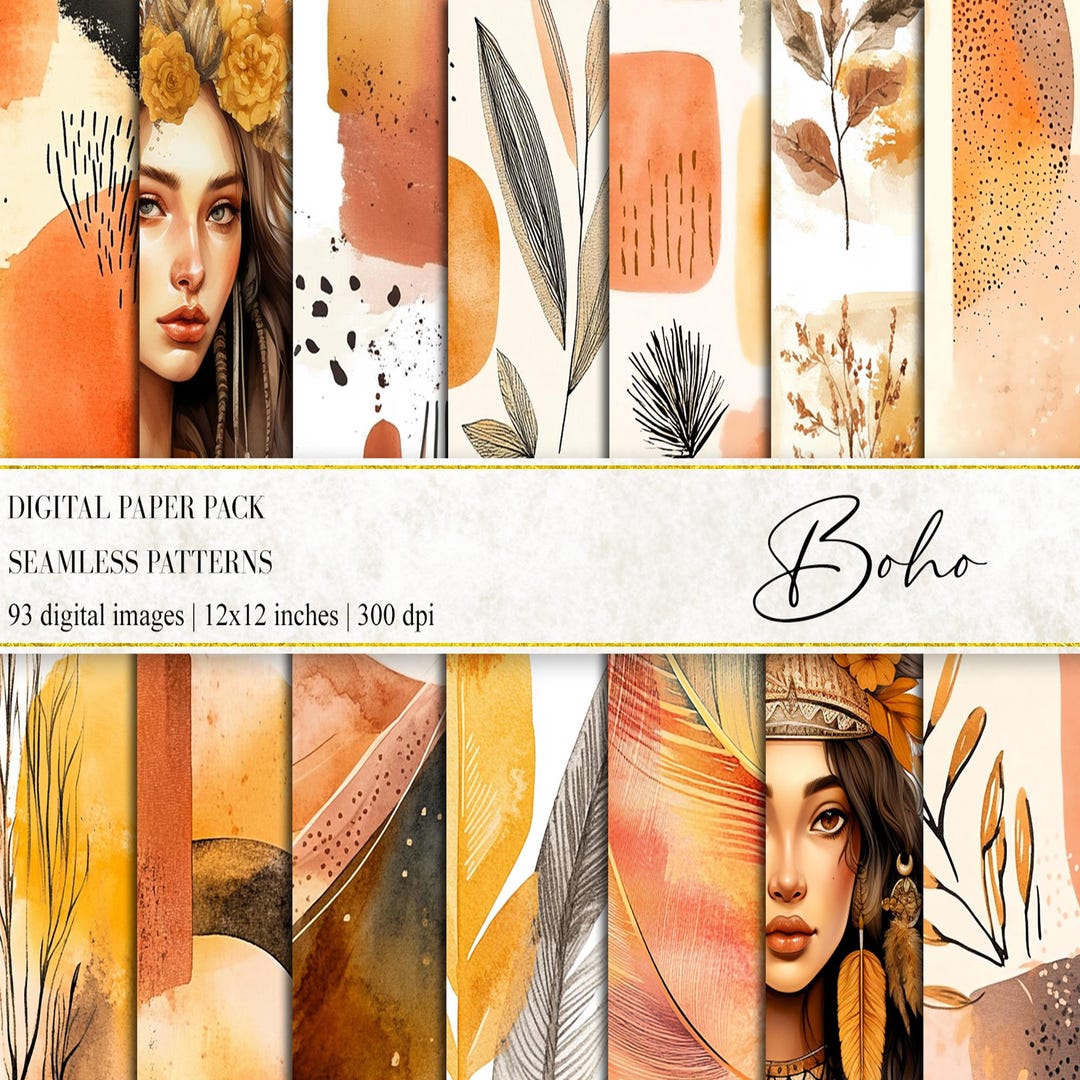 Boho Junk Journal Kit, Neutral Digital Paper (digital Download) - Etsy