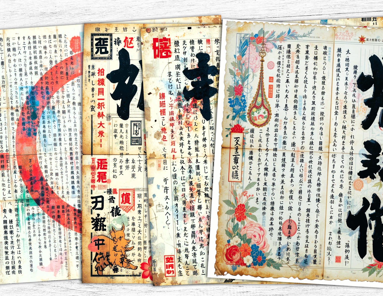 Japanese Newspaper Print Junk Journal Papers (digital Download) - Etsy