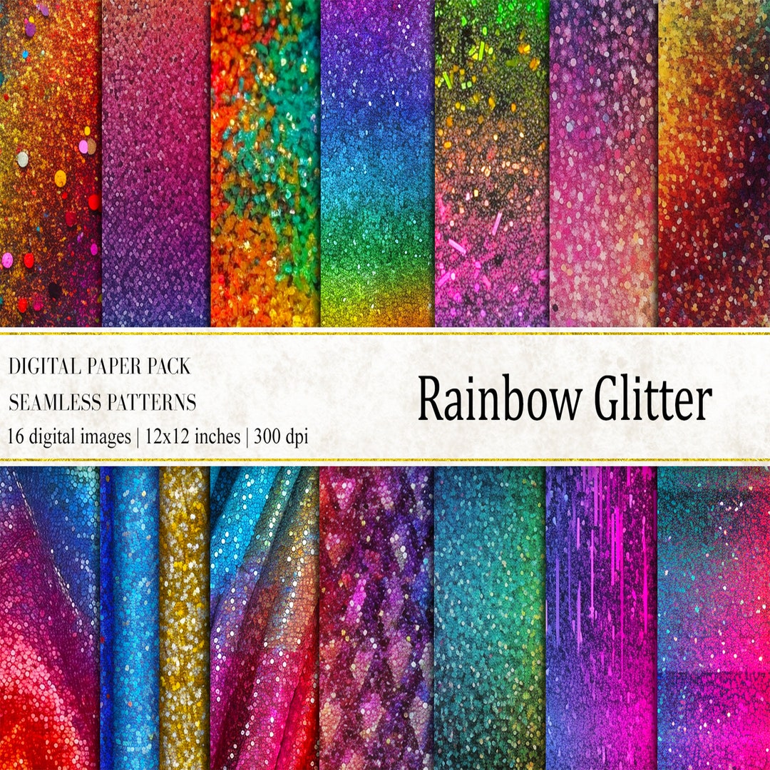 Rainbow Glitter Digital Papers: Seamless Texture Patterns (digital ...