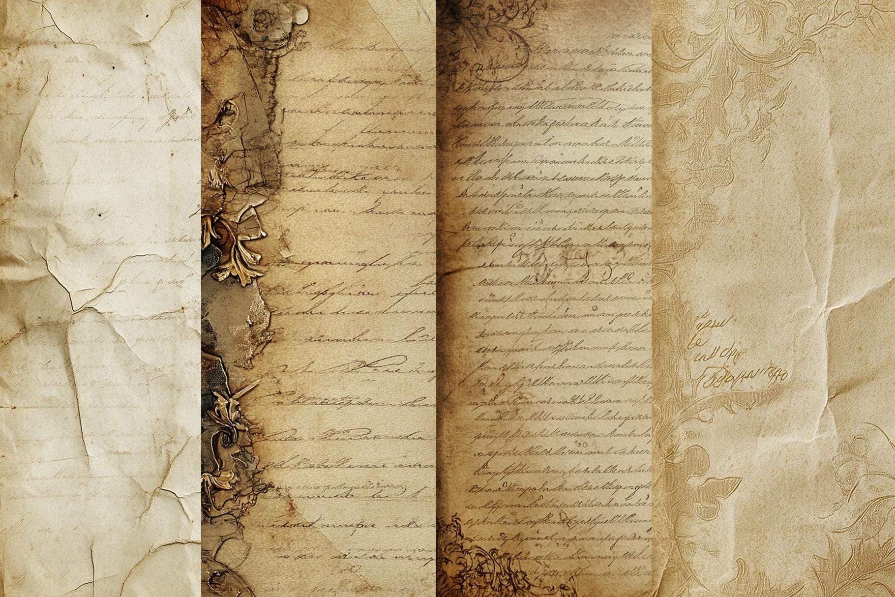 Vintage Digital Paper, Vintage Stained Paper, Antique Paper, Distressed ...