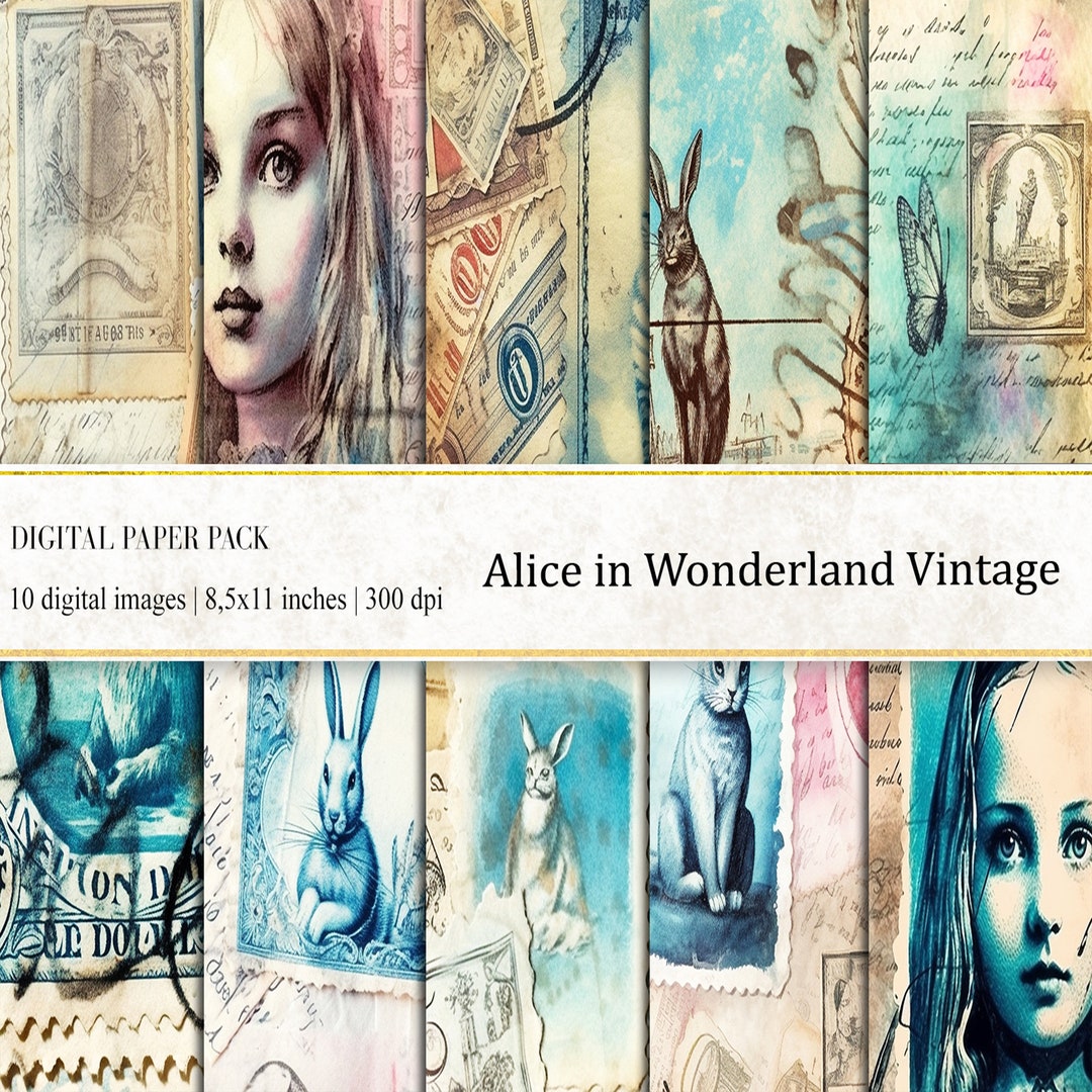 Alice in Wonderland Digital Papers, Vintage Alice in Wonderland Digital ...