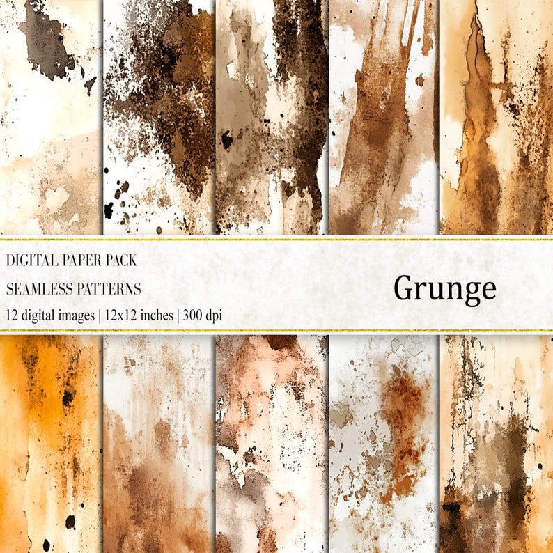 Watercolor Grunge Digital Paper: Distressed Texture Patterns (PNG ...