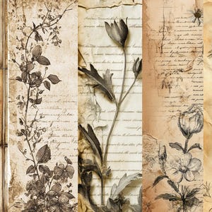 Vintage Digital Paper, Vintage Botanical Papers, Ephemera Paper ...