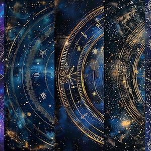 Celestial Astrology Digital Papers, Zodiac Digital Papers, Space ...