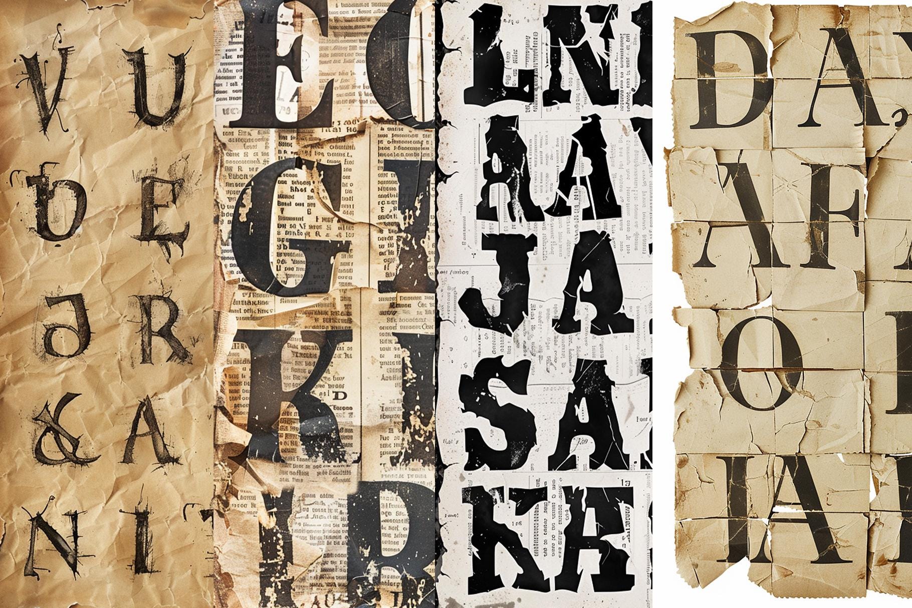 Grunge Letters Numbers Digital Papers, Grunge Letters, Junk Journal ...