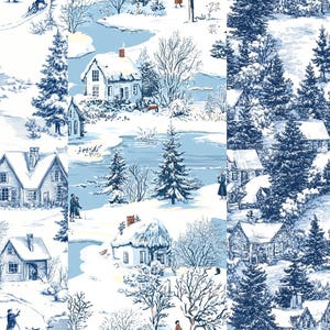 Christmas Toile De Jouy Digital Paper: Vintage Seamless Pattern (PNG ...