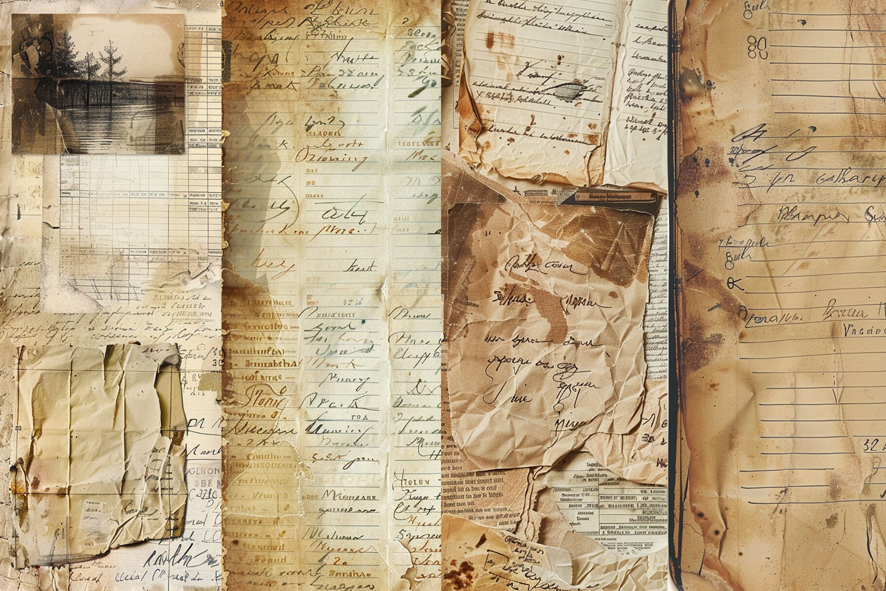 Vintage Handwritten Notes Digital Paper: Antique Ephemera (digital ...