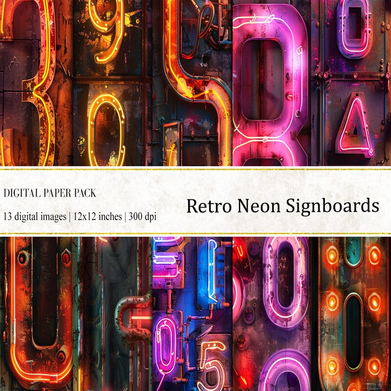 Neon Digital Papers - Etsy