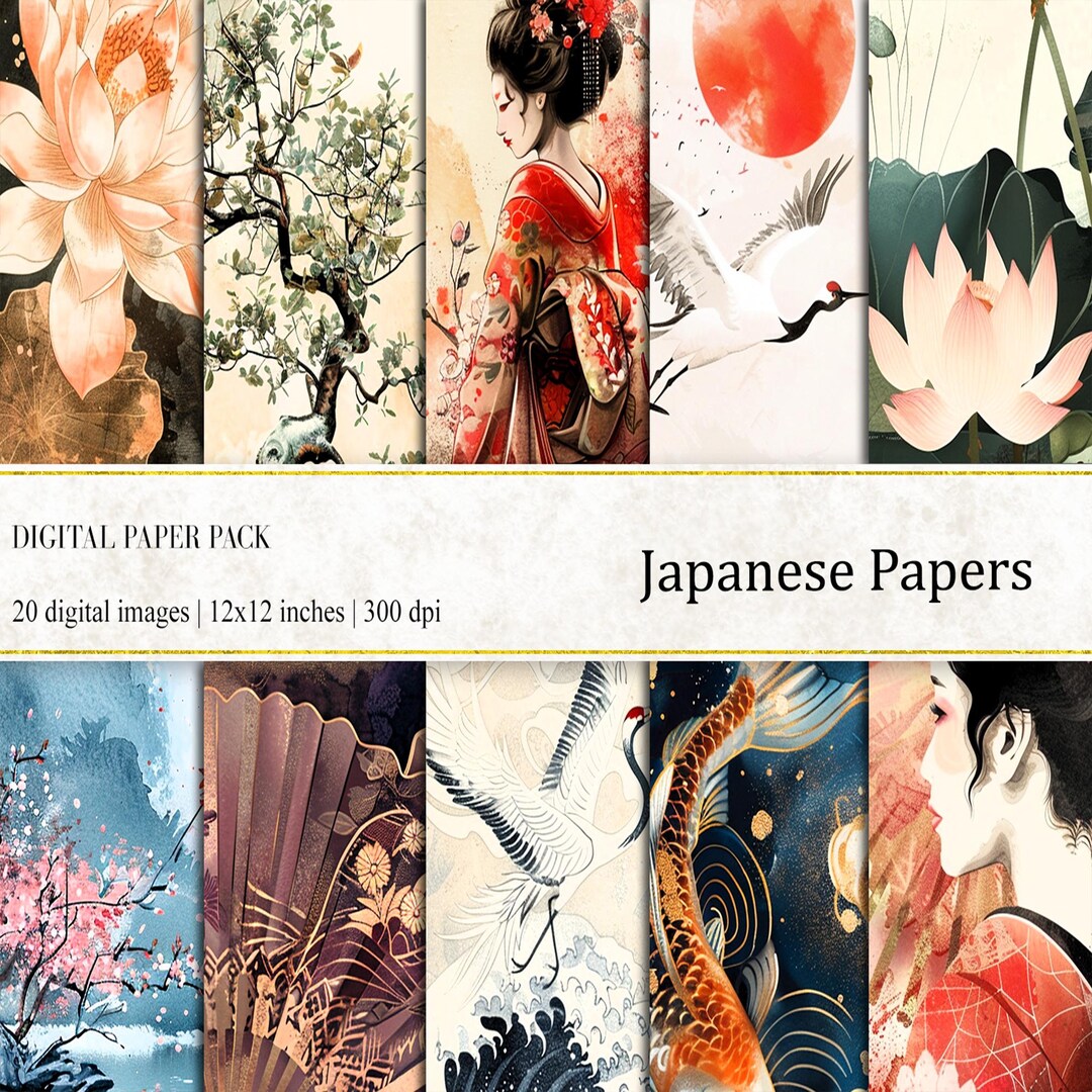 Japanese Digital Paper, Vintage Japan Digital Paper, Junk Journal Pages ...