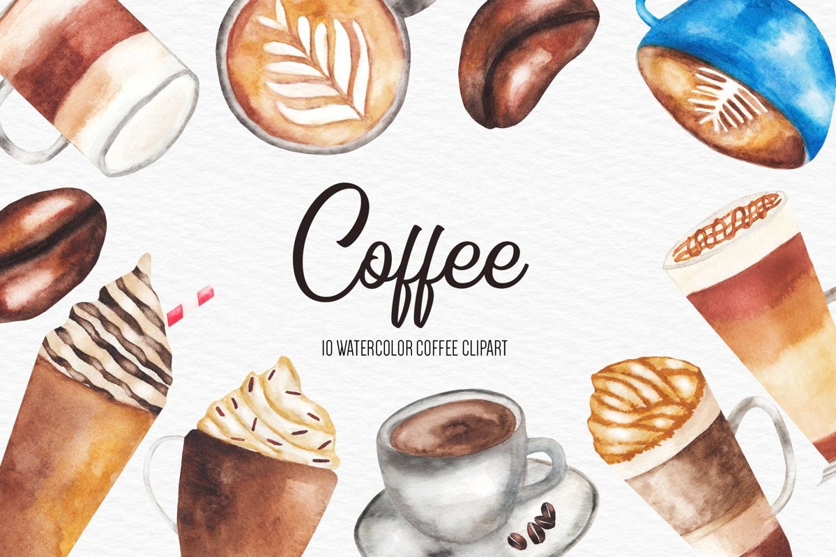 Watercolor Coffee Illustration, Coffee Clipart, Watercolor Clpiart ...