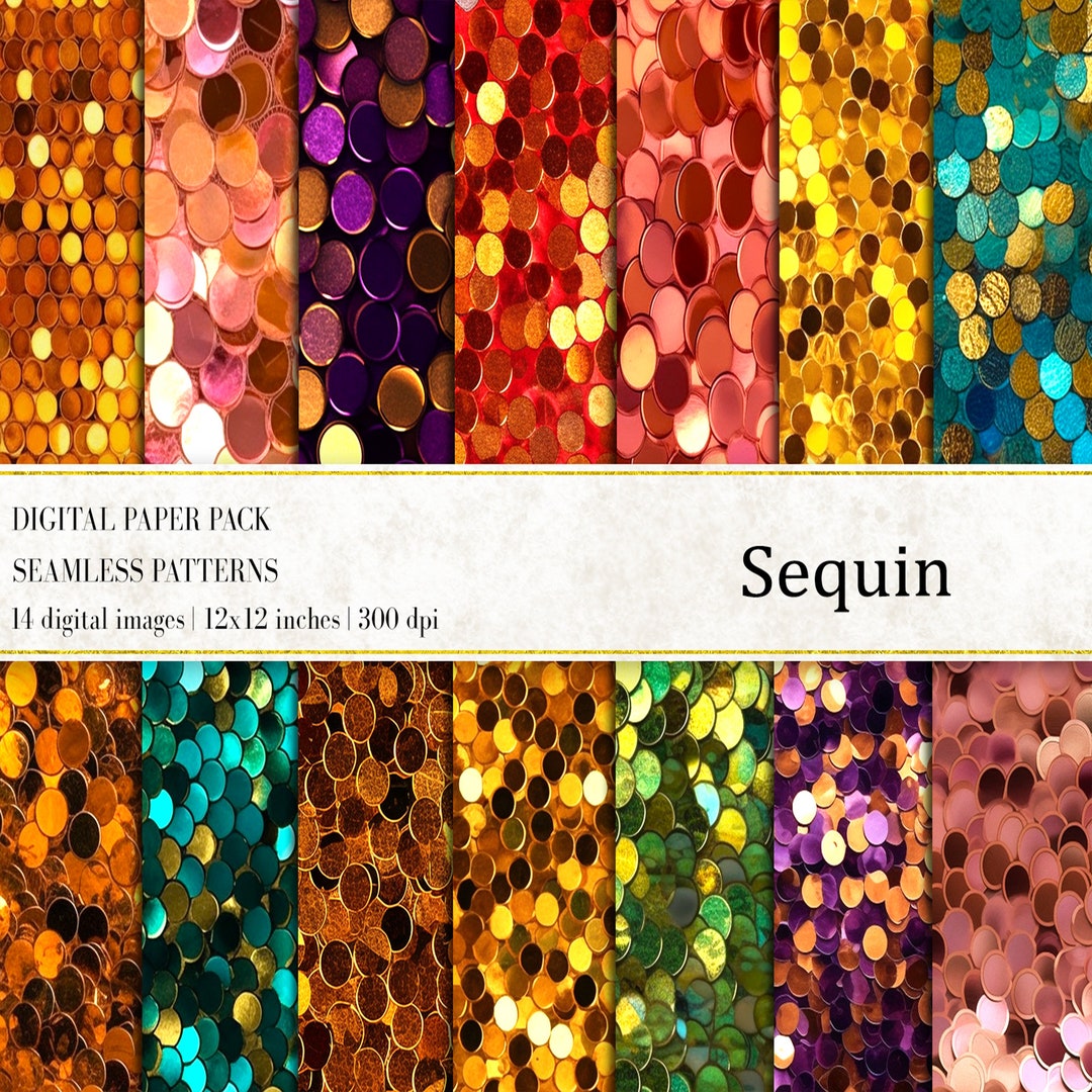 Sequin Digital Papers: Glitter Textures, Seamless Patterns (PNG, 12x12 ...