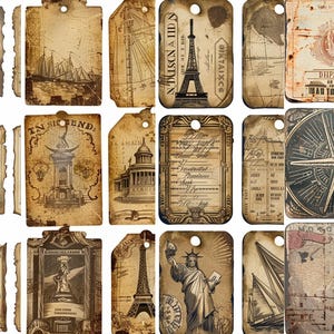 Antique Travel Labels Digital Paper, Vintage Digital Papers, Vintage ...