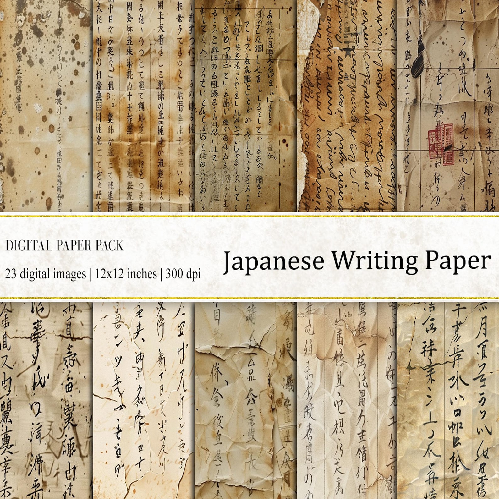 Vintage Japanese Writing Paper: Calligraphy Texture (digital Paper) - Etsy