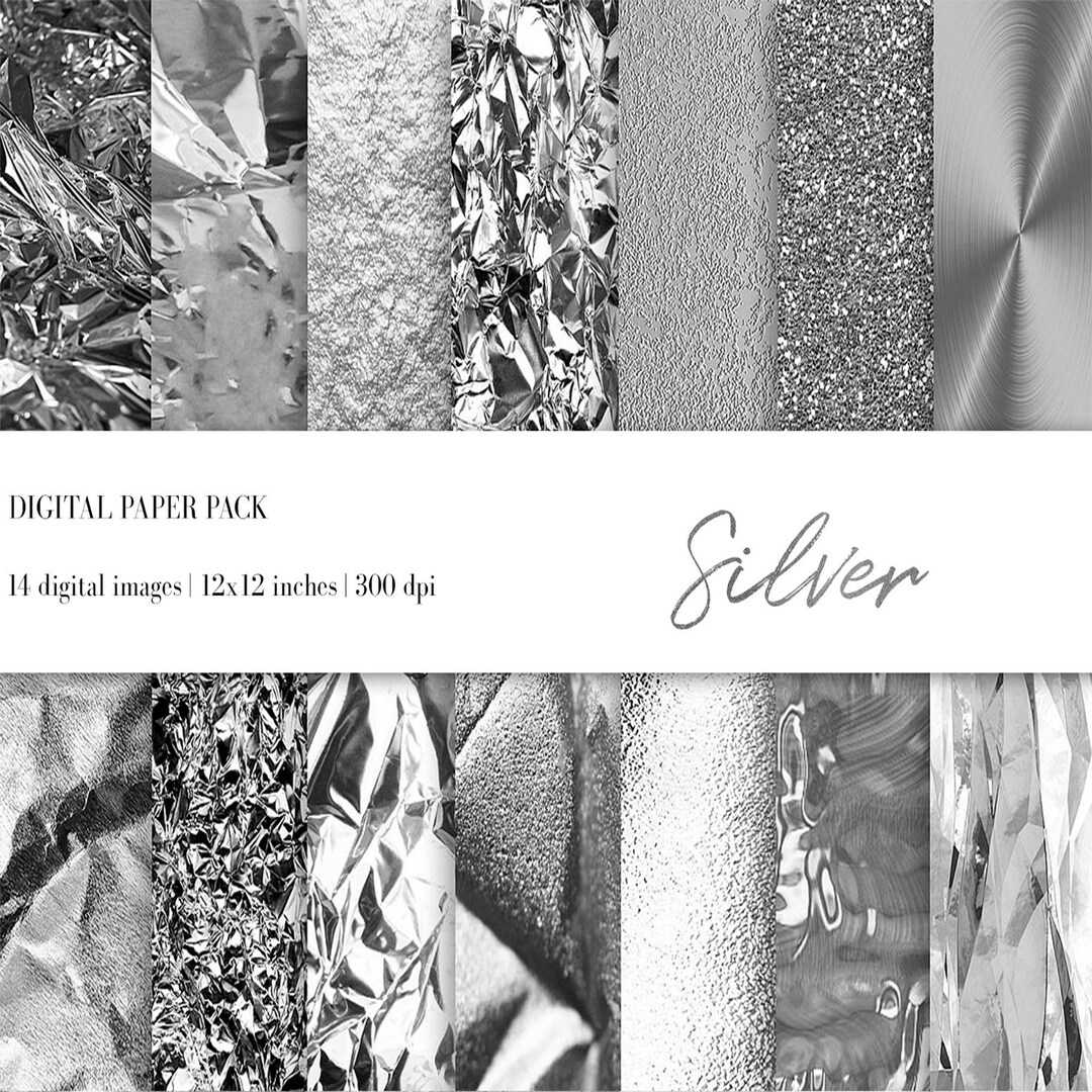 Silver Digital Papers Silver Backgrounds Silver Textures - Etsy