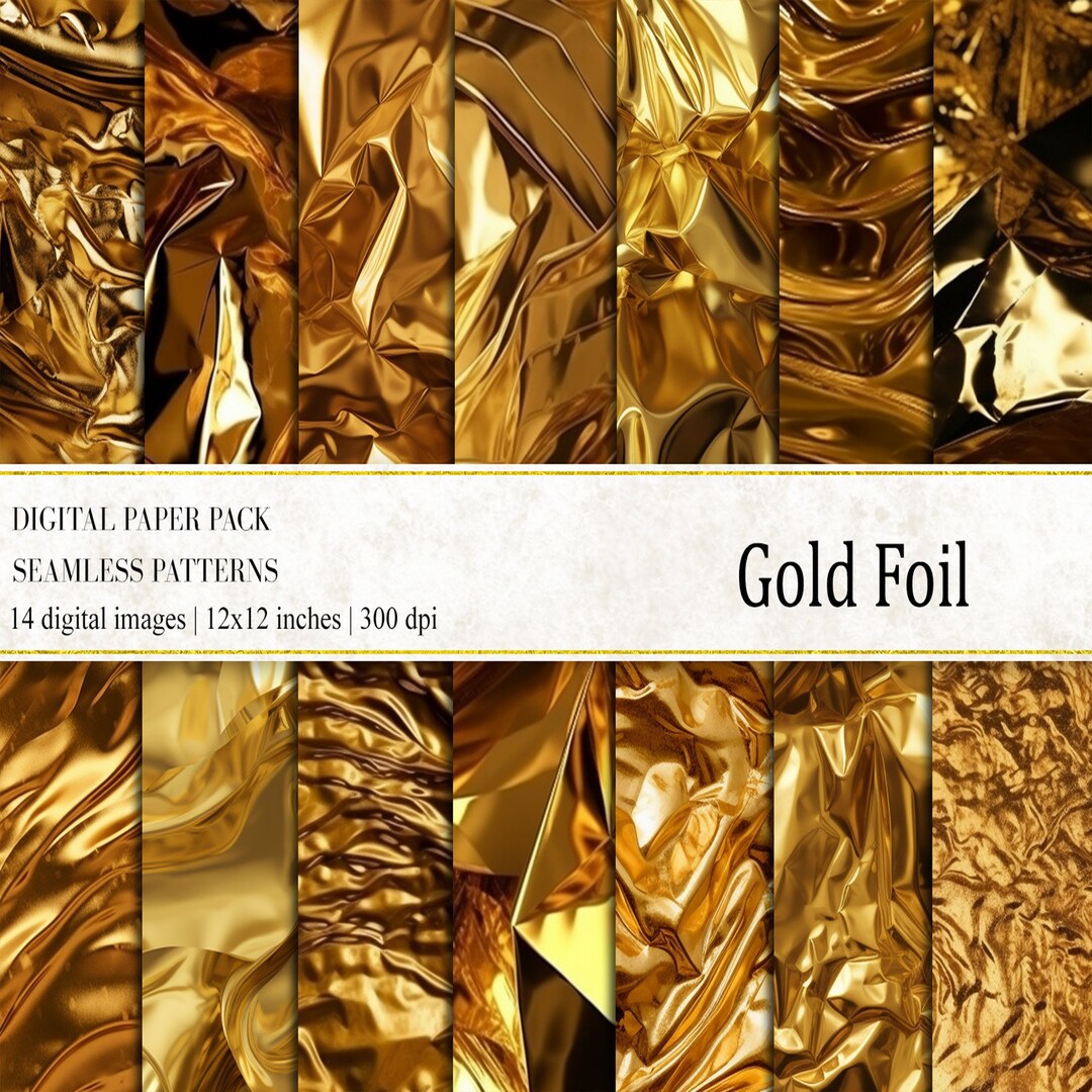 Gold Foil Digital Papers, Gold Foil Seamless Patterns, Gold Foil ...