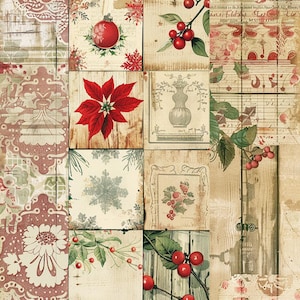 Vintage Christmas Digital Paper, Vintage Christmas Scrapbooking, Old ...