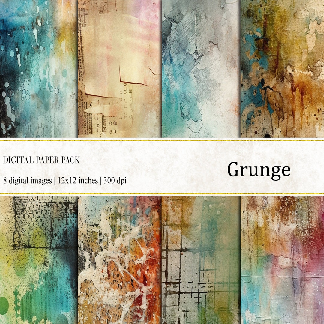 Distressed Grunge Digital Papers: 12x12 Scrapbook Textures (digital ...