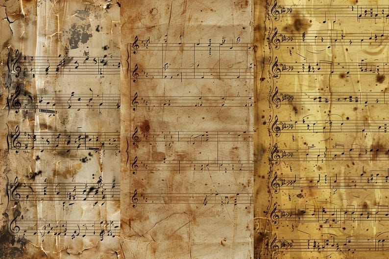 Vintage Sheet Music Digital Paper Pack (12x12 Inches) - Etsy