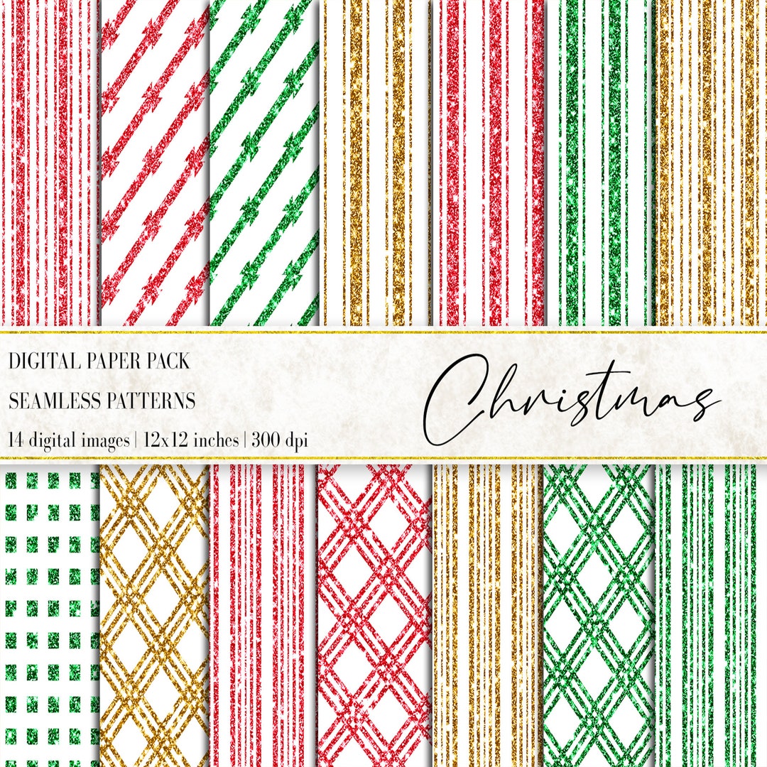 Glitter Christmas Digital Paper: Seamless Holiday Patterns - Etsy