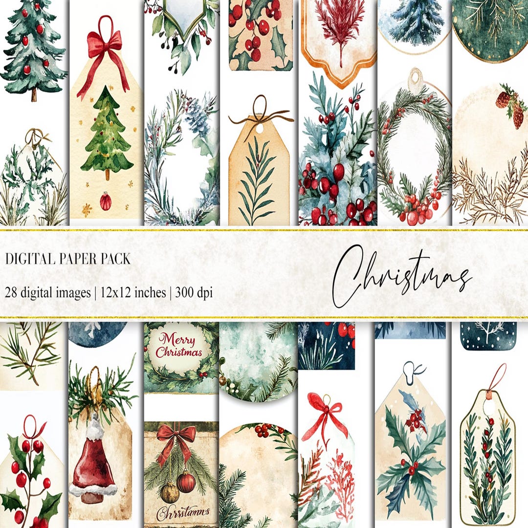 Christmas Tag Digital Papers: 28 Printable Labels (digital Download) - Etsy