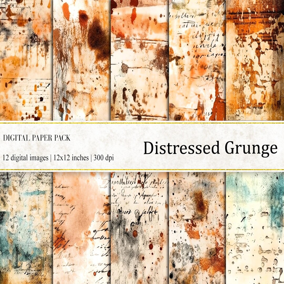 Distressed Grunge Digital Papers: Vintage Ephemera (digital Download ...
