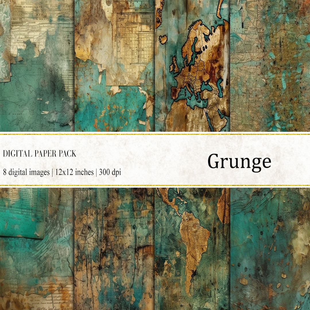 Distressed Grunge Map Digital Paper: Journal Backgrounds (digital ...