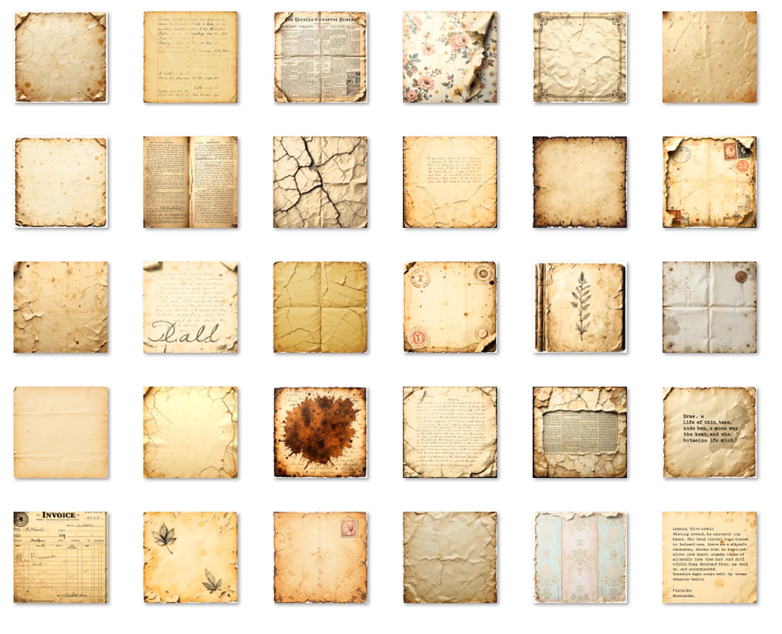 Vintage Ephemera Paper Bundle: Botanical Collage, Scrapbook (digital ...