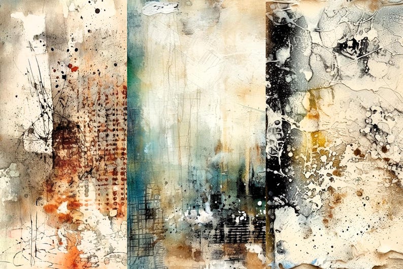 Grunge Watercolor Digital Paper Pack: Printable Collage Backgrounds ...