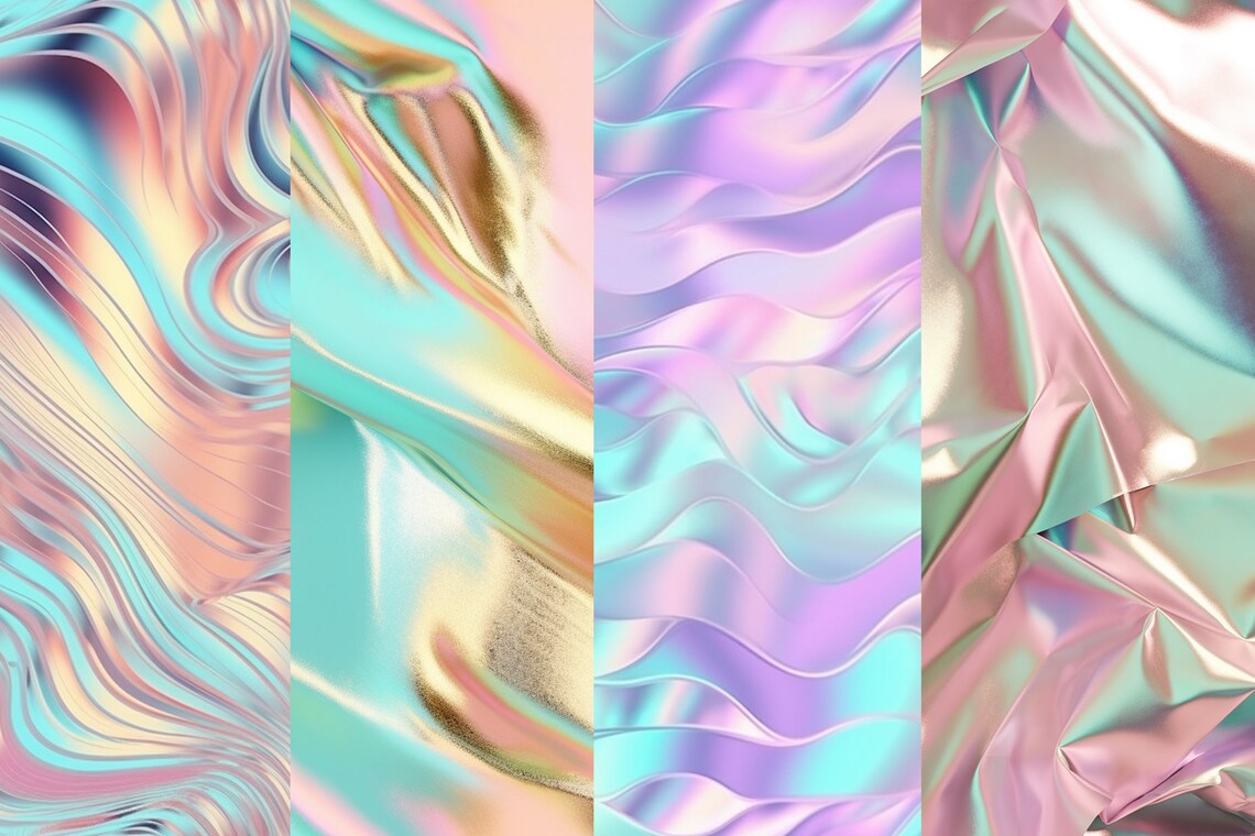 Iridescent Holographic Digital Paper, Holographic Seamless Pattern ...