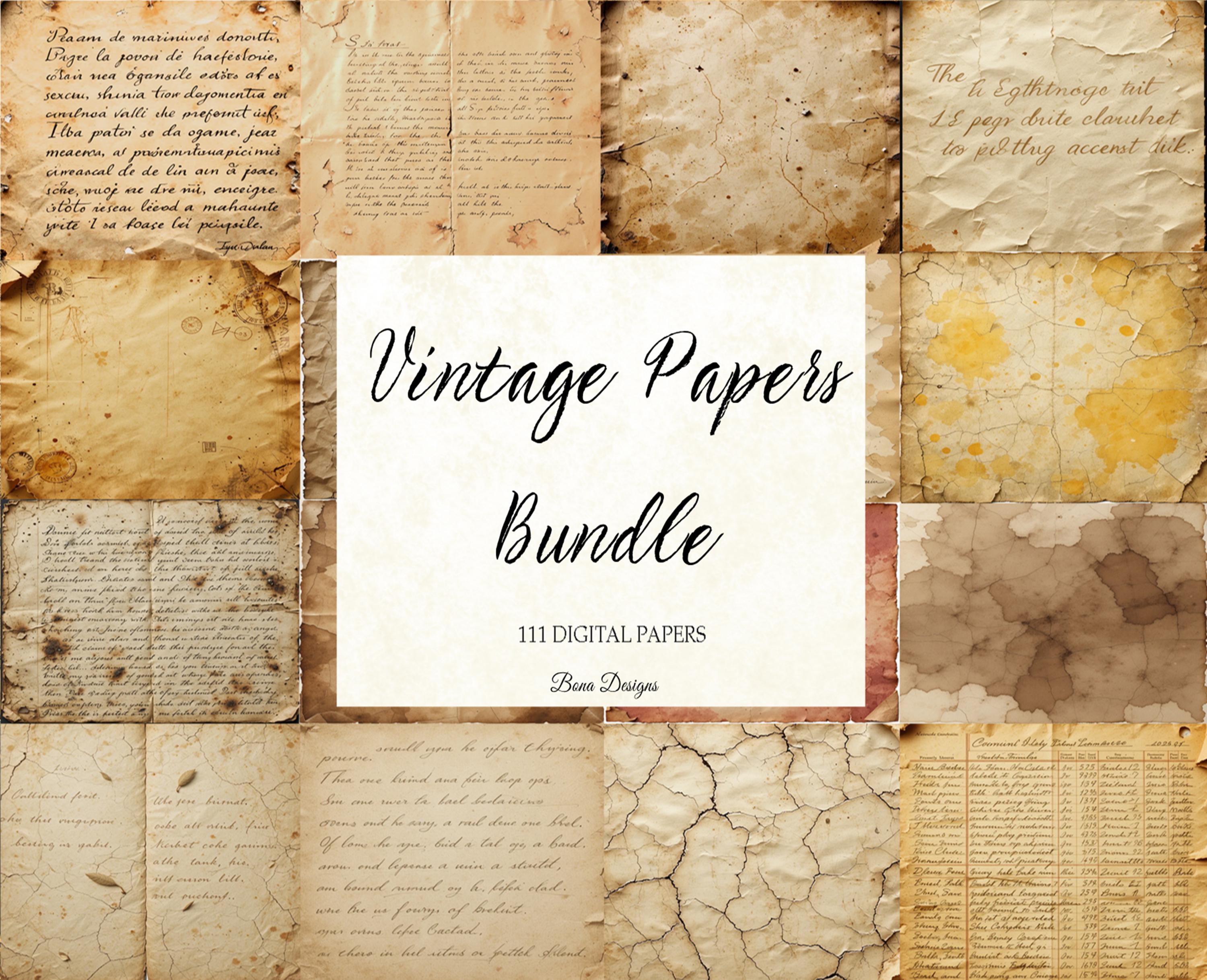 Vintage Paper Ephemera Bundle: Antique Textures, Scrapbook Printables ...