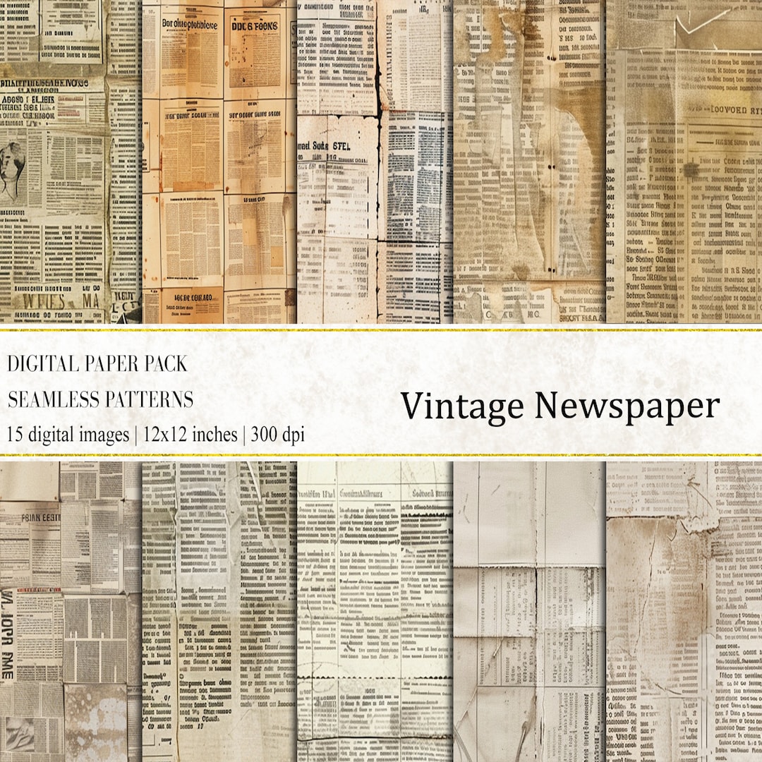Vintage Newspaper Digital Papers, Newspaper Background, Printable Paper ...