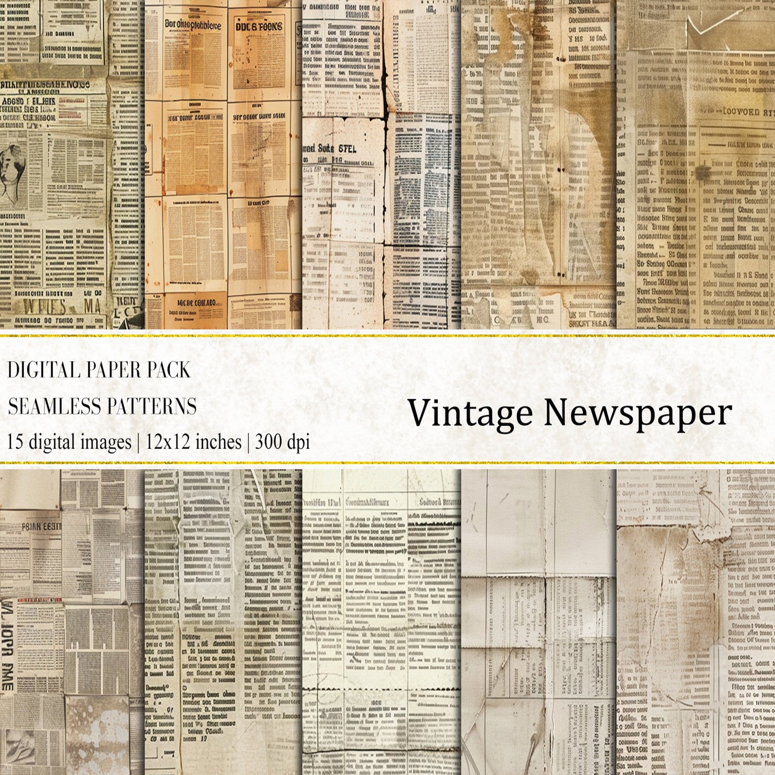 Vintage Newspaper Digital Papers, Newspaper Background, Printable Paper ...
