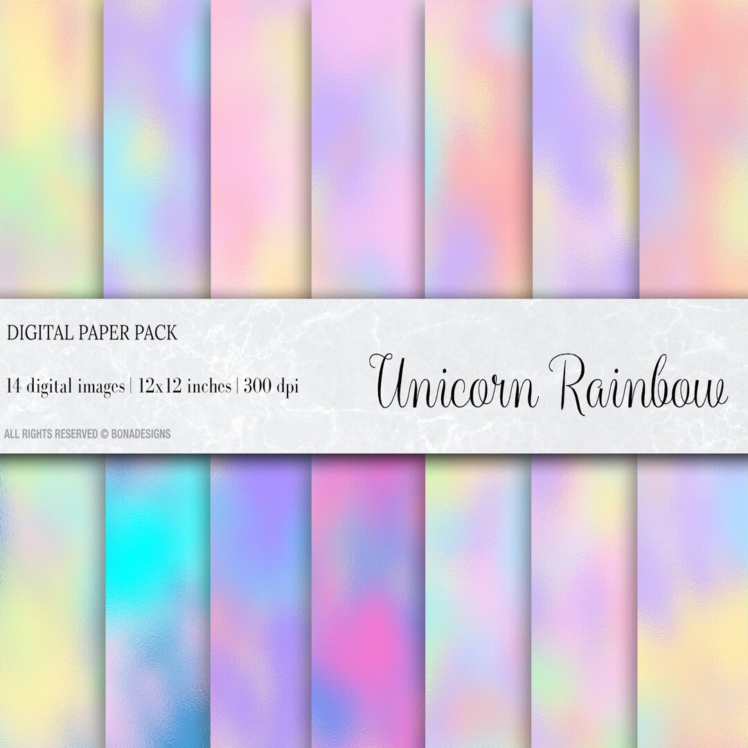 Unicorn Rainbow Digital Papers, Rainbow Foil Backgrounds, Rainbow ...