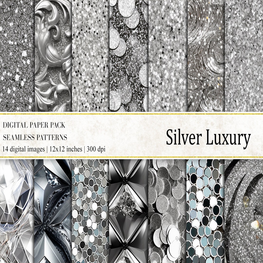 Silver Luxury Digital Papers, Silver Luxury Seamless Patterns, Silver ...