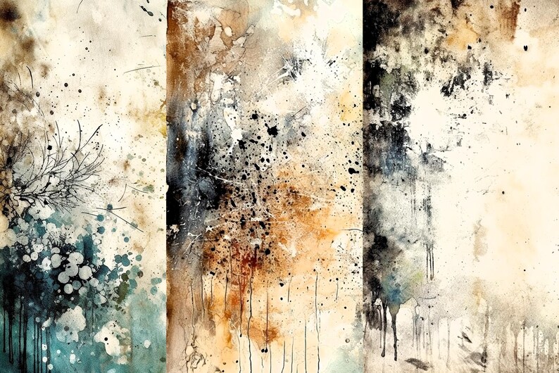 Grunge Watercolor Digital Paper Pack: Printable Collage Backgrounds ...