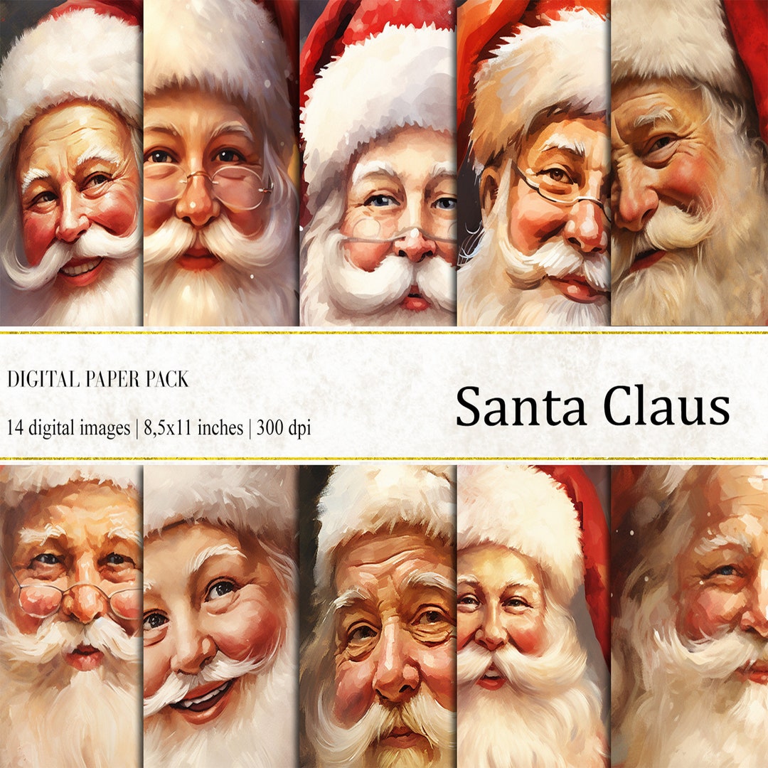 Santa Claus Digital Papers, Santa Claus Backgrounds, Junk Journal ...