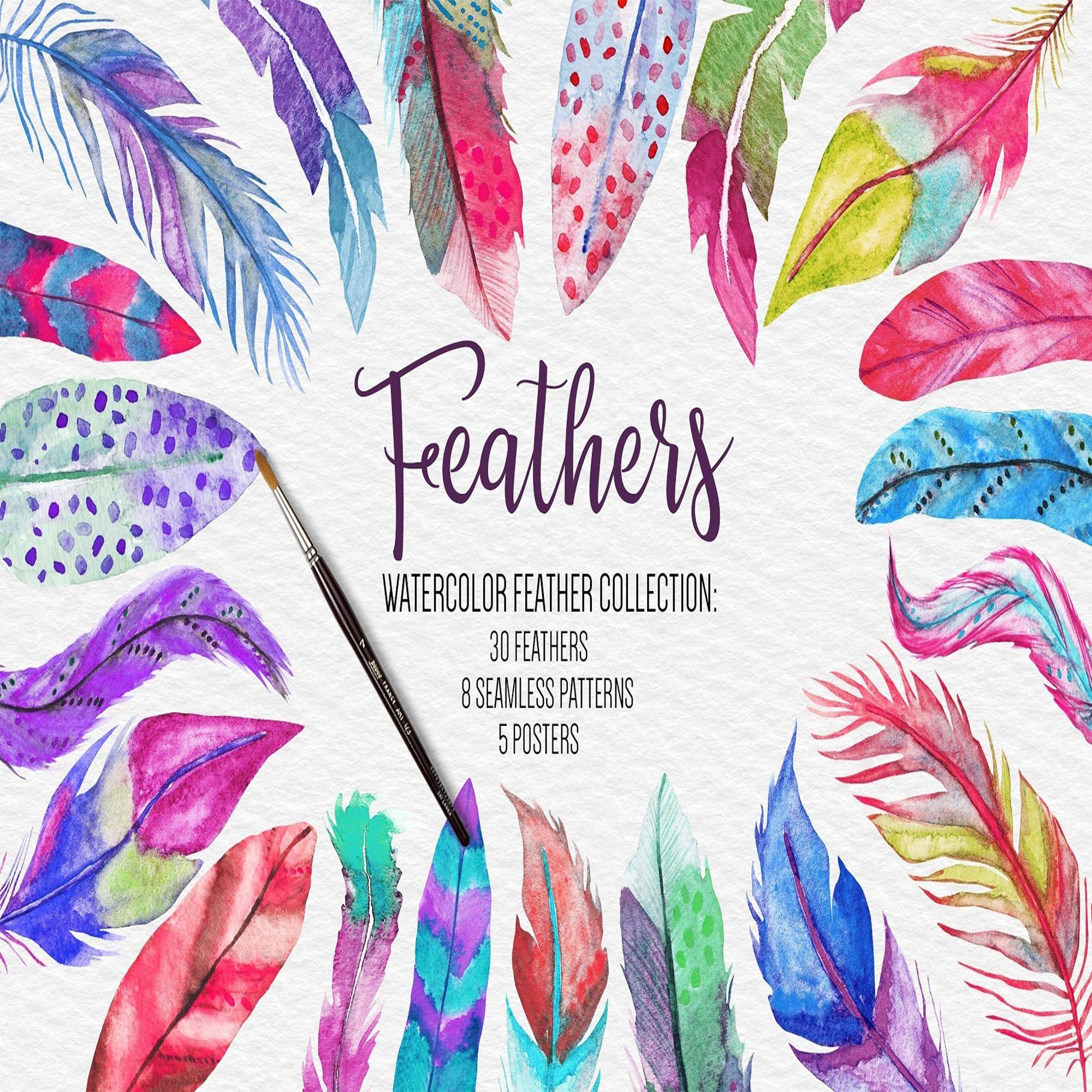 Watercolor Feathers Clipart Watercolor Feather Illustration - Etsy