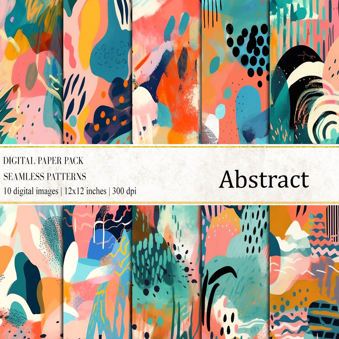 Watercolor Abstract Digital Paper: Memphis Brush Strokes (seamless ...