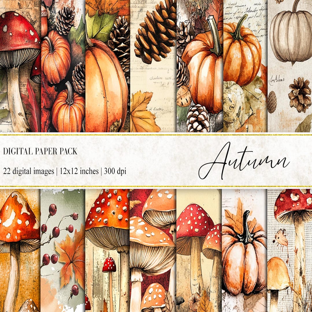 Autumn Digital Papers, Autumn Backgrounds, Vintage Autumn Journal Paper ...