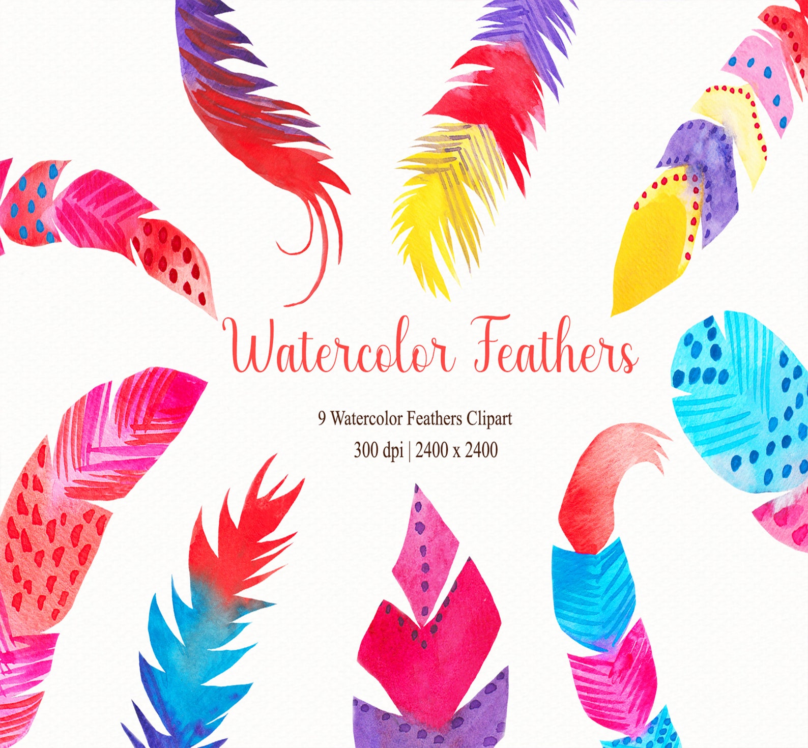 Watercolor Feathers Clipart Watercolor Feathers Feather - Etsy