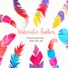 Watercolor Feathers Clipart, Watercolor Feathers, Feather Illustration ...