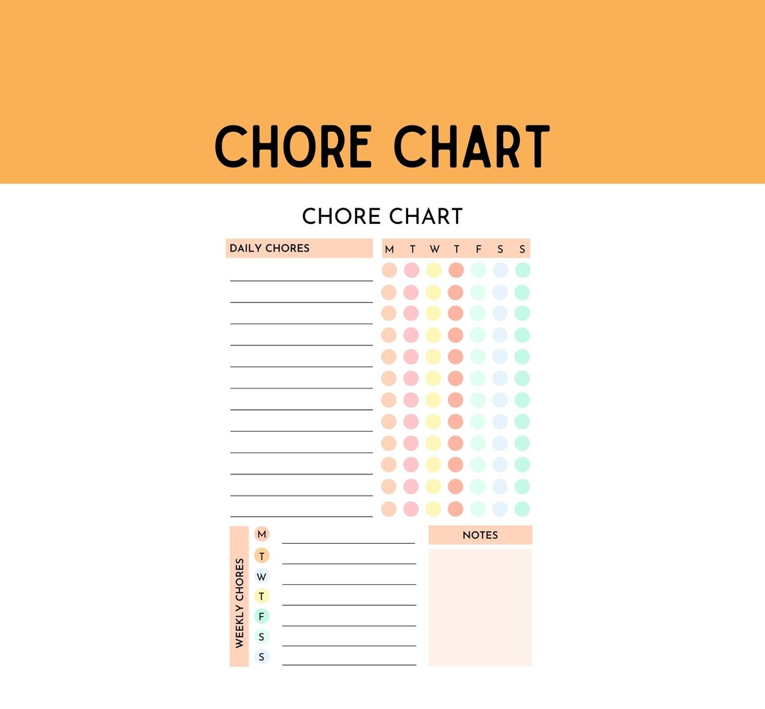 Chore Chart Printable, Daily Checklist, Chore Chart Chores ...