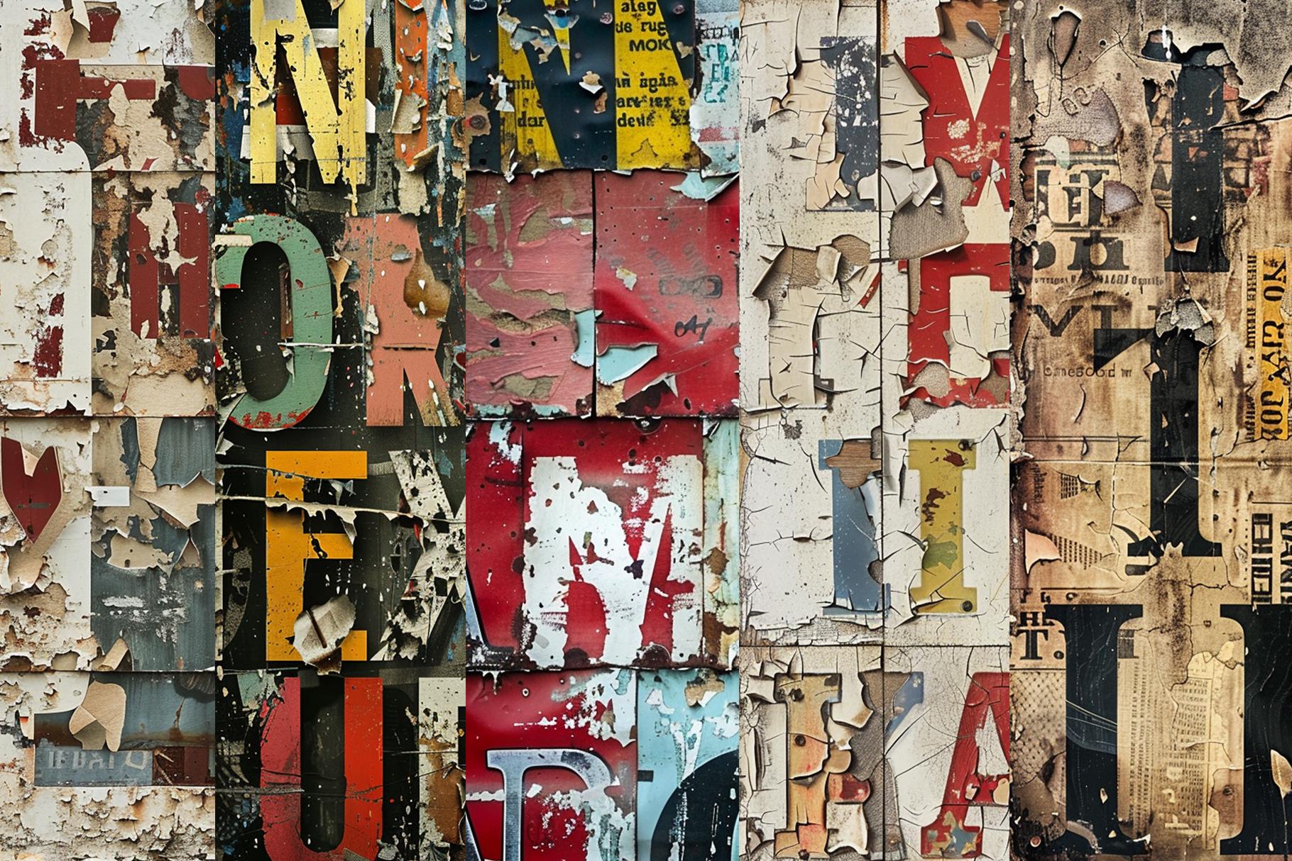 Grunge Billboard Letters Digital Paper: Distressed Alphabet (digital ...