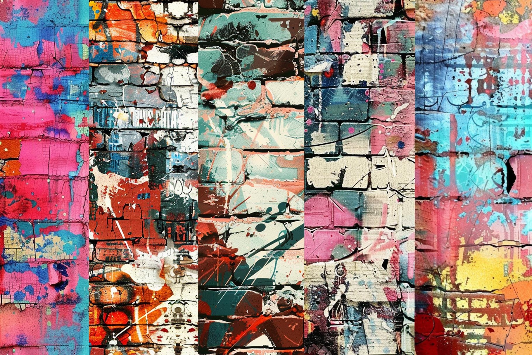 Graffiti Brick Wall Digital Papers, Graffiti Digital Papers, Brick Wall ...