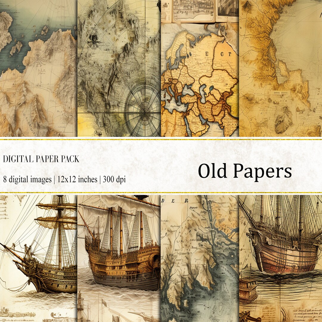 Antique Map Digital Paper: Vintage Nautical Charts (digital Download ...