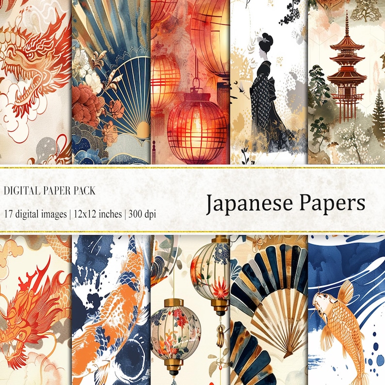 Japanese Digital Paper, Vintage Japanese Digital Paper, Junk Journal ...
