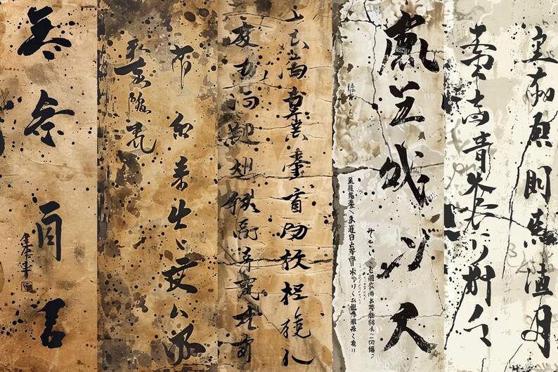 Japanese Distressed Grunge Digital Paper, Japanese Grunge, Japanese ...
