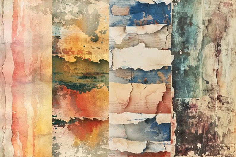 Grunge Digital Paper Pack, Old Paper Textures (12x12 Inches) - Etsy