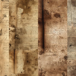 Vintage Book Page Textures: Digital Paper Pack (12x12 Inches) - Etsy